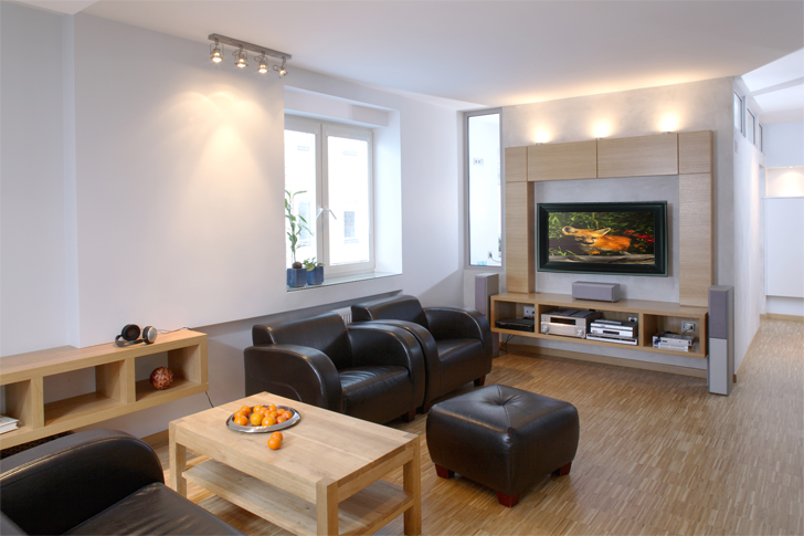 Track lighting and mirror tv